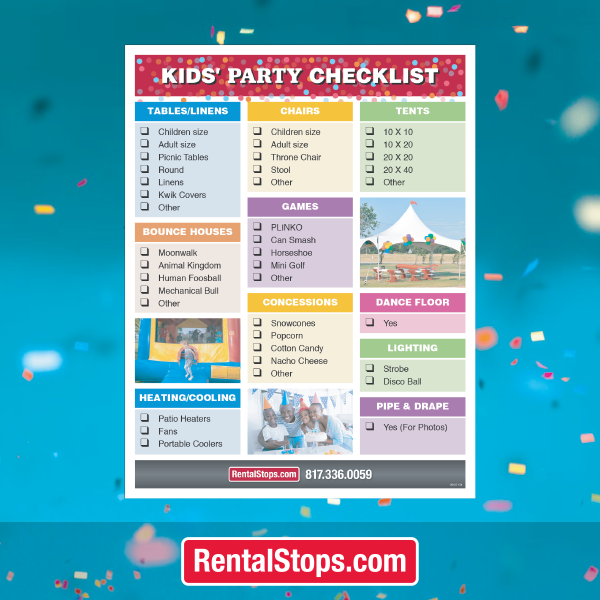Kids’ Party Rental Checklist | Blog for Rental Stop, Party Rental Store ...